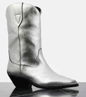 Isabel Marant Étoile Duerto Metallic Leather Cowboy Boots - Silver
