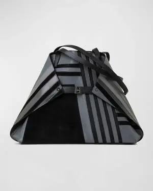 Akris Ai Medium Striped Shopper Tote Bag - Graphite