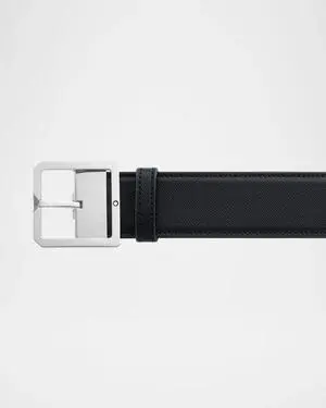 Montblanc Pin Buckle Reversible Leather Belt - Black