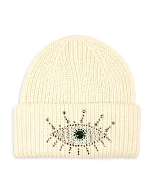 Kurt Geiger Evil Eye Knit Beanie - White