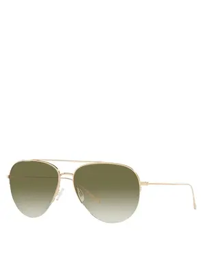 Oliver Spencer Cleamons Pilot Sunglasses 60mm - Gold/green Gradient
