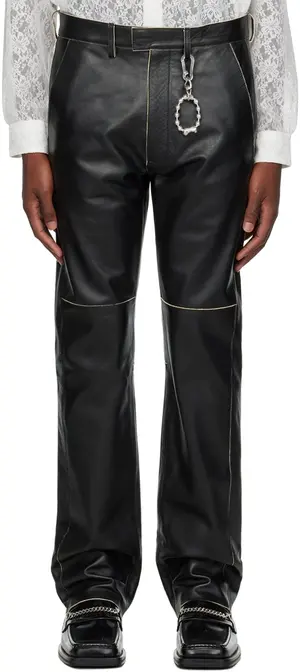 Martine Rose Raw Edge Leather Pants In Black - 65% Off | Editorialist
