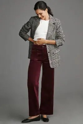 Maeve The Colette Full-length Wide-leg Corduroy Pants Purple