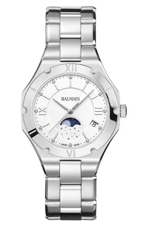 BALMAIN WATCHES Diamond Moon Phase Bracelet Watch - Stainless Steel