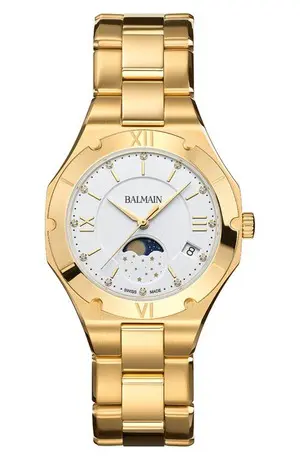 BALMAIN WATCHES Diamond Moon Phase Bracelet Watch - Yellow Gold Pvd Coating