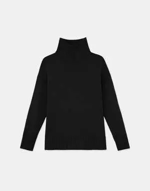 Lafayette 148 New York Cashmere Long Sleeve Turtleneck Sweater - Black