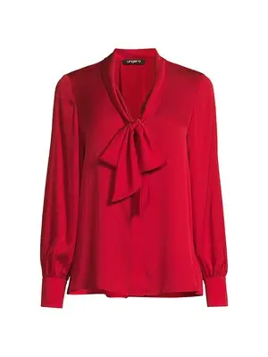 UNGARO Ella Silk-Blend Tie-Neck Blouse Rose