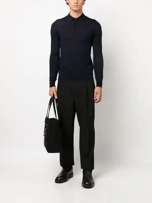 BALLANTYNE Jersey-wool Long-sleeved Polo Shirt