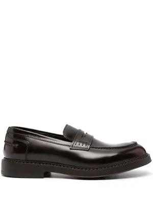 DOUCAL'S Round-toe Leather Loafers - Brown
