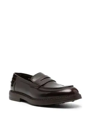 DOUCAL'S Round-toe Leather Loafers - Brown