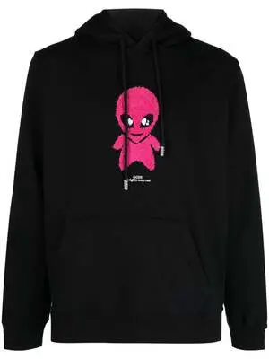 Gcds Alien-patch Cotton Hoodie - Black