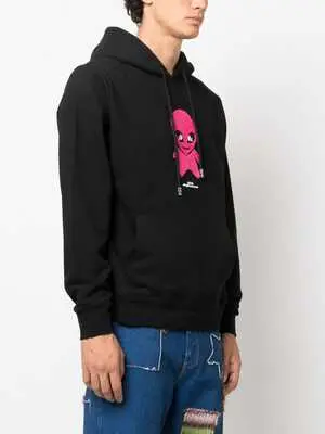 Gcds Alien-patch Cotton Hoodie - Black