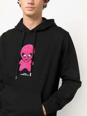 Gcds Alien-patch Cotton Hoodie - Black