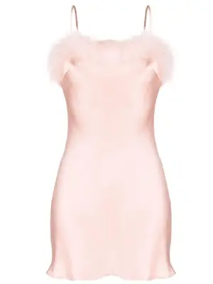 GILDA & PEARL Bibi Feather-trim Silk Slip Minidress