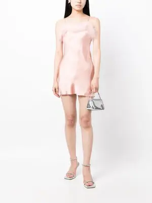 GILDA & PEARL Bibi Feather-trim Silk Slip Minidress