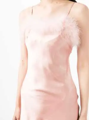GILDA & PEARL Bibi Feather-trim Silk Slip Minidress