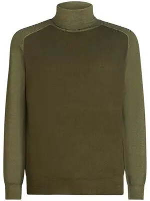 Etro Pegaso-embroidered Roll-neck Jumper - Green