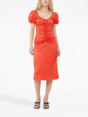 GANNI Ruched Midi Dress