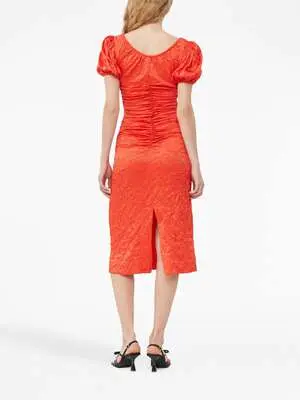 GANNI Ruched Midi Dress