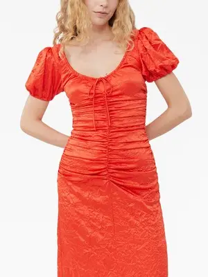GANNI Ruched Midi Dress