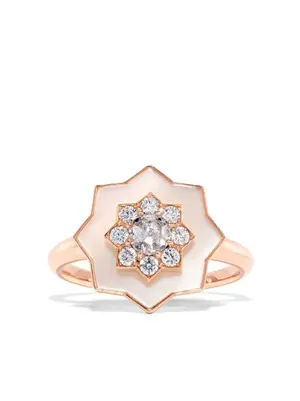 DAVID MORRIS 18kt Rose Gold Astra Diamond And Mother-of-pearl Ring - Pink