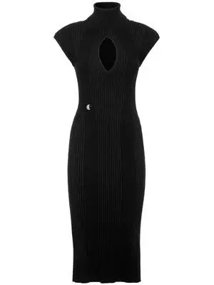 Philipp Plein Shoulder-pads Ribbed Midi Dress