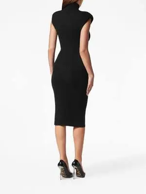 Philipp Plein Shoulder-pads Ribbed Midi Dress