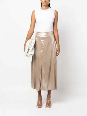 Peserico Laminated Twill Midi Skirt - Neutrals