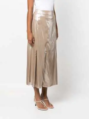 Peserico Laminated Twill Midi Skirt - Neutrals