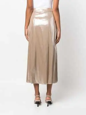 Peserico Laminated Twill Midi Skirt - Neutrals