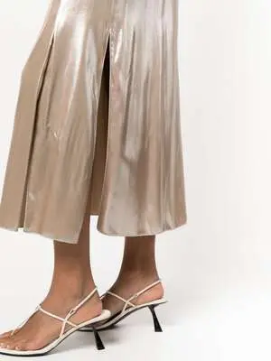 Peserico Laminated Twill Midi Skirt - Neutrals