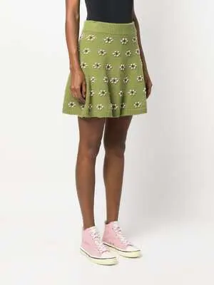 Kenzo Floral-motif Wool Skirt