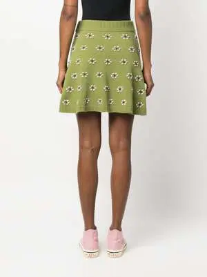 Kenzo Floral-motif Wool Skirt