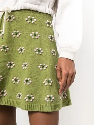 Kenzo Floral-motif Wool Skirt
