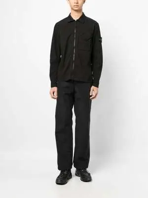 Stone Island Compass-patch Zip-up Overshirt