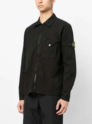 Stone Island Compass-patch Zip-up Overshirt