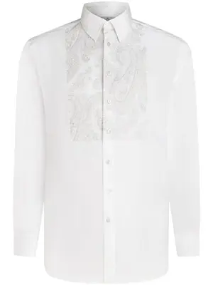 Etro Paisley-print Band Cotton Shirt - White