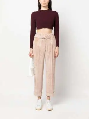 Peserico Paperbag Belted-waist Corduroy Trousers - Brown