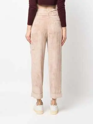 Peserico Paperbag Belted-waist Corduroy Trousers - Brown