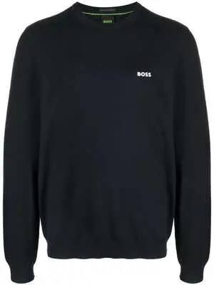 BOSS Logo-patch Round-neck Jumper - Blue