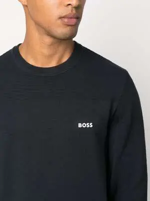 BOSS Logo-patch Round-neck Jumper - Blue