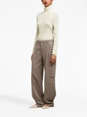 AMI Paris Roll-neck Ribbed Sweater - Neutrals