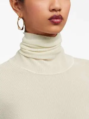 AMI Paris Roll-neck Ribbed Sweater - Neutrals
