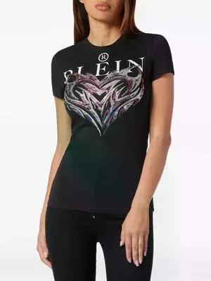 Philipp Plein Crystal-embellished Logo-print T-shirt - Black