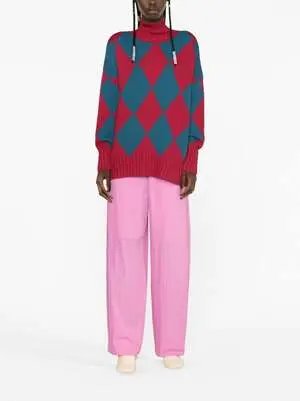 La DoubleJ Argyle Intarsia-knit Jumper - Blue