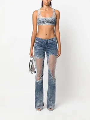 DIESEL Denim Patchwork Mesh Top