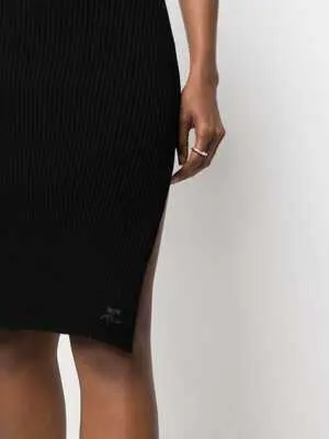 COURREGES Asymmetric Ribbed-knit Midi Dress