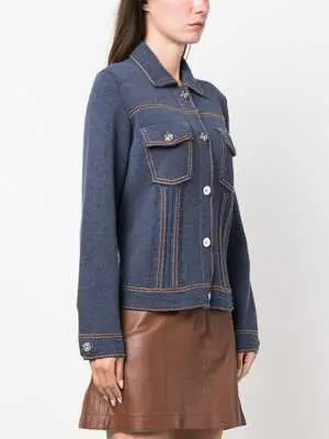 BARRIE Contrast-stitching Denim-effect Jacket - Blue