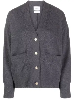 BARRIE Iconic V-neck Cashmere Cardigan - Grey