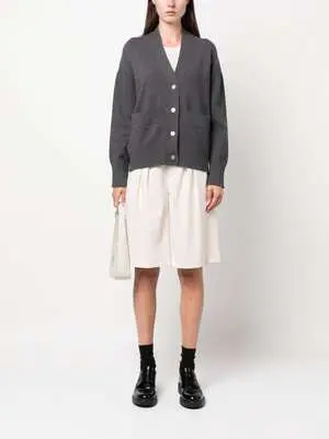 BARRIE Iconic V-neck Cashmere Cardigan - Grey